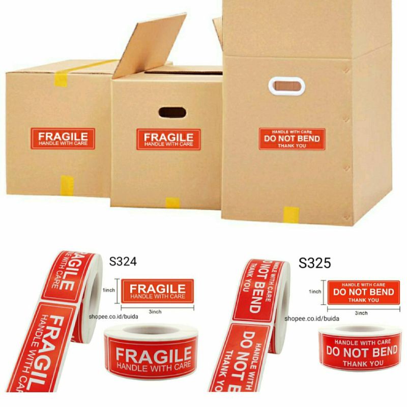 Jual stiker sticker label FRAGILE Handle with care do not bend thank ...