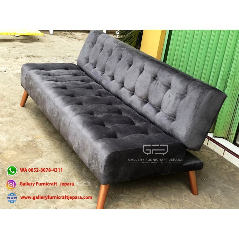 Jual Sofa Bed Retro Lipat Kain Beludru Abu | Shopee Indonesia