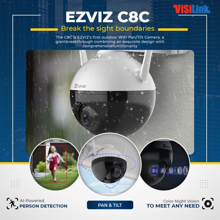 Jual BISA COD EZVIZ C8C 2MP 1080P OUTDOOR PAN & TILT CAMERA - Putih ...
