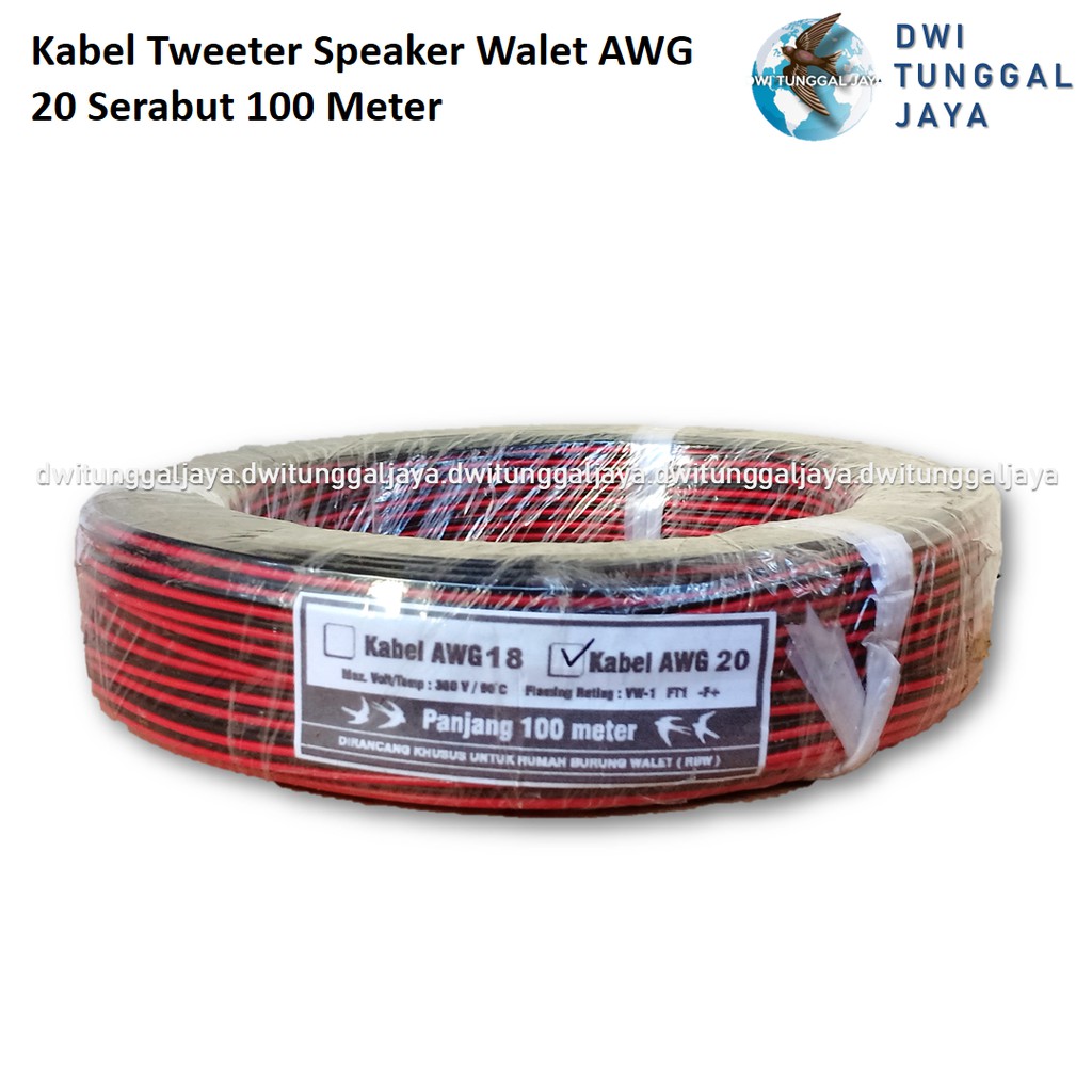 Jual Kabel Tweeter Tuiter Spiker Speaker Walet AWG 20 Serabut 100 Meter ...