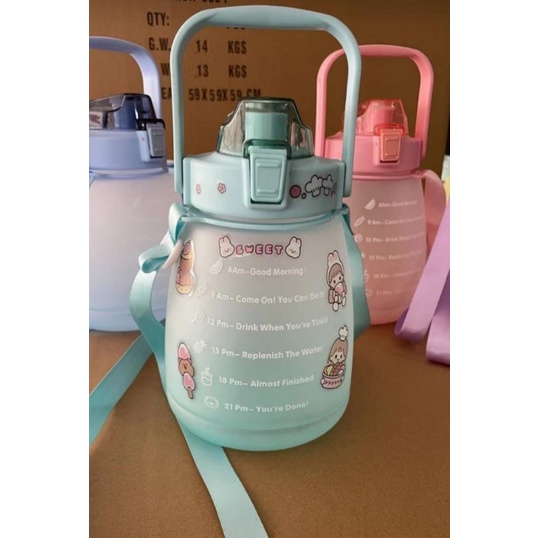 Jual botol motivasi gemoy 1,4liter+ stiker | Shopee Indonesia