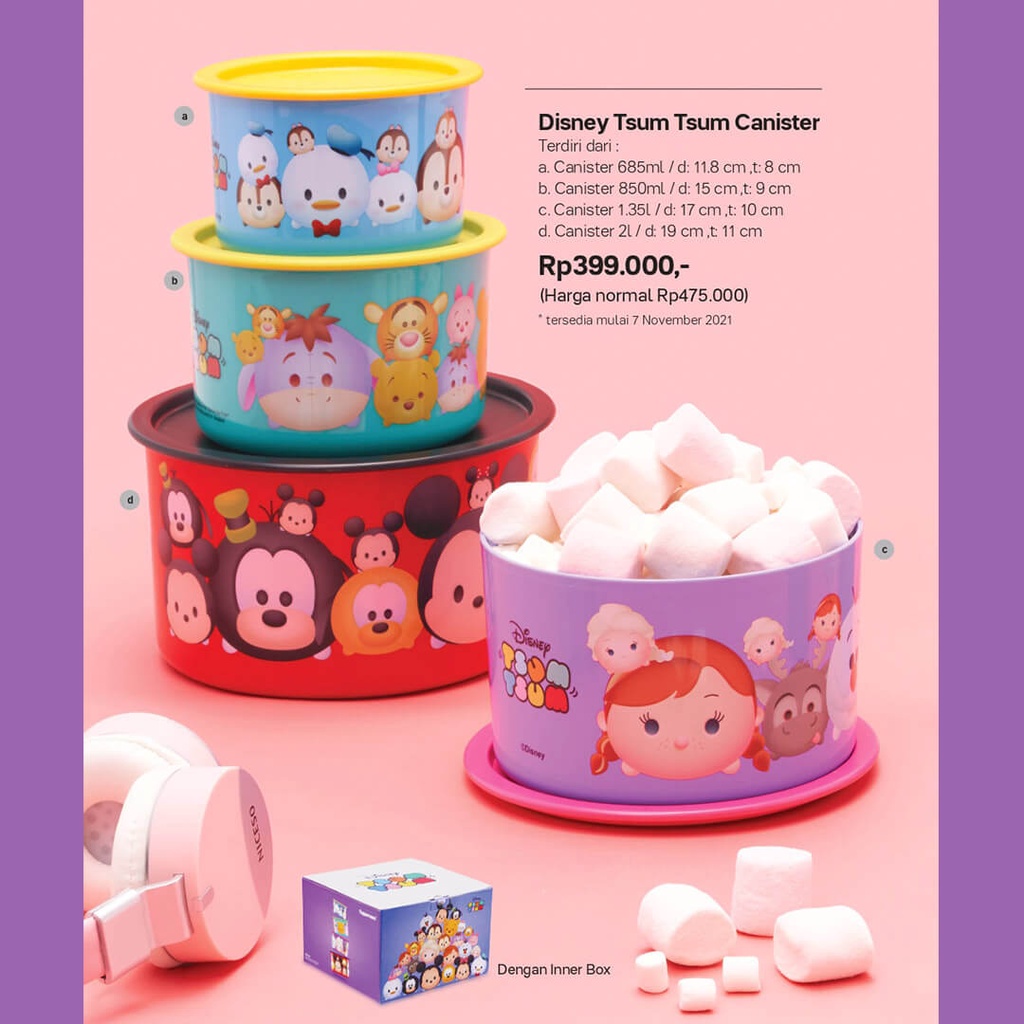 Jual SALE 50% Tupperware Disney Tsum Tsum Canister 4pc Toples | Shopee ...