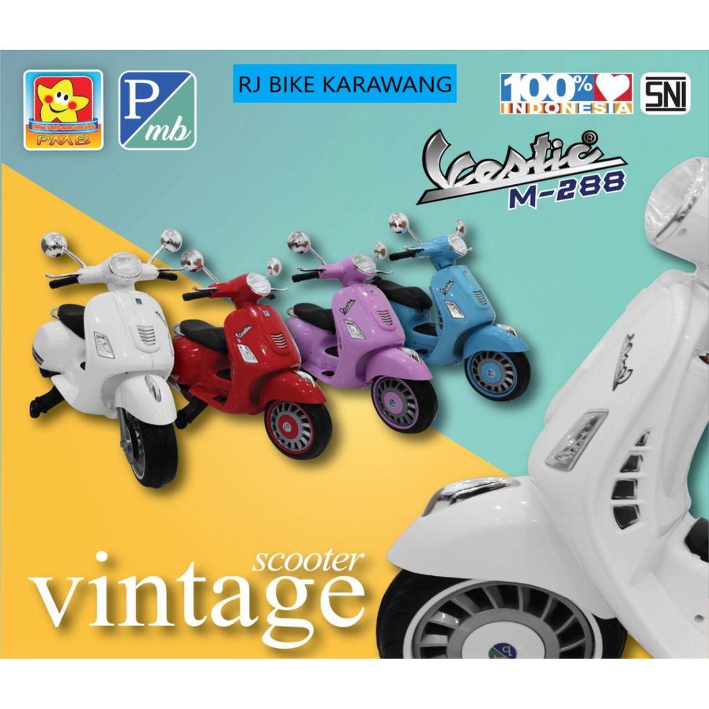 Jual Motor Aki Anak PMB 288 Vestic Vintage Scooter | Shopee Indonesia