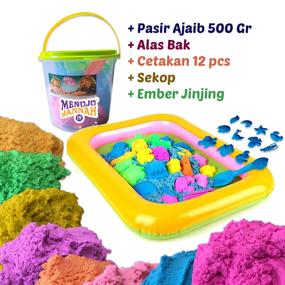 Jual Paket Pasir Ajaib 500 Gram + Alas Main + Sekop + Cetakan + Ember ...