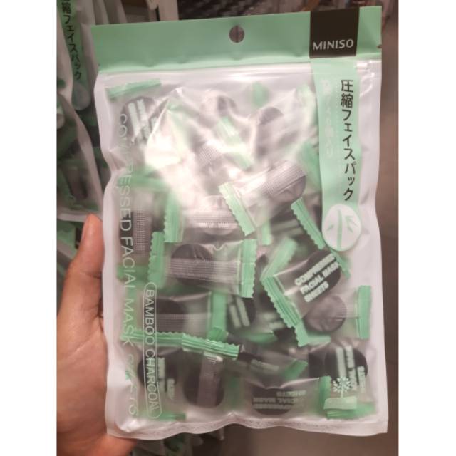 Jual Miniso Compressed Mask Sheet Bamboo Charcoal isi 40 pc | Shopee ...