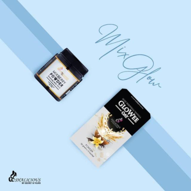 Jual MIXGLOW SHALICIOUS (MIXBERRY POWDER 200gr + GLOWEE OAT 15 SACHET ...