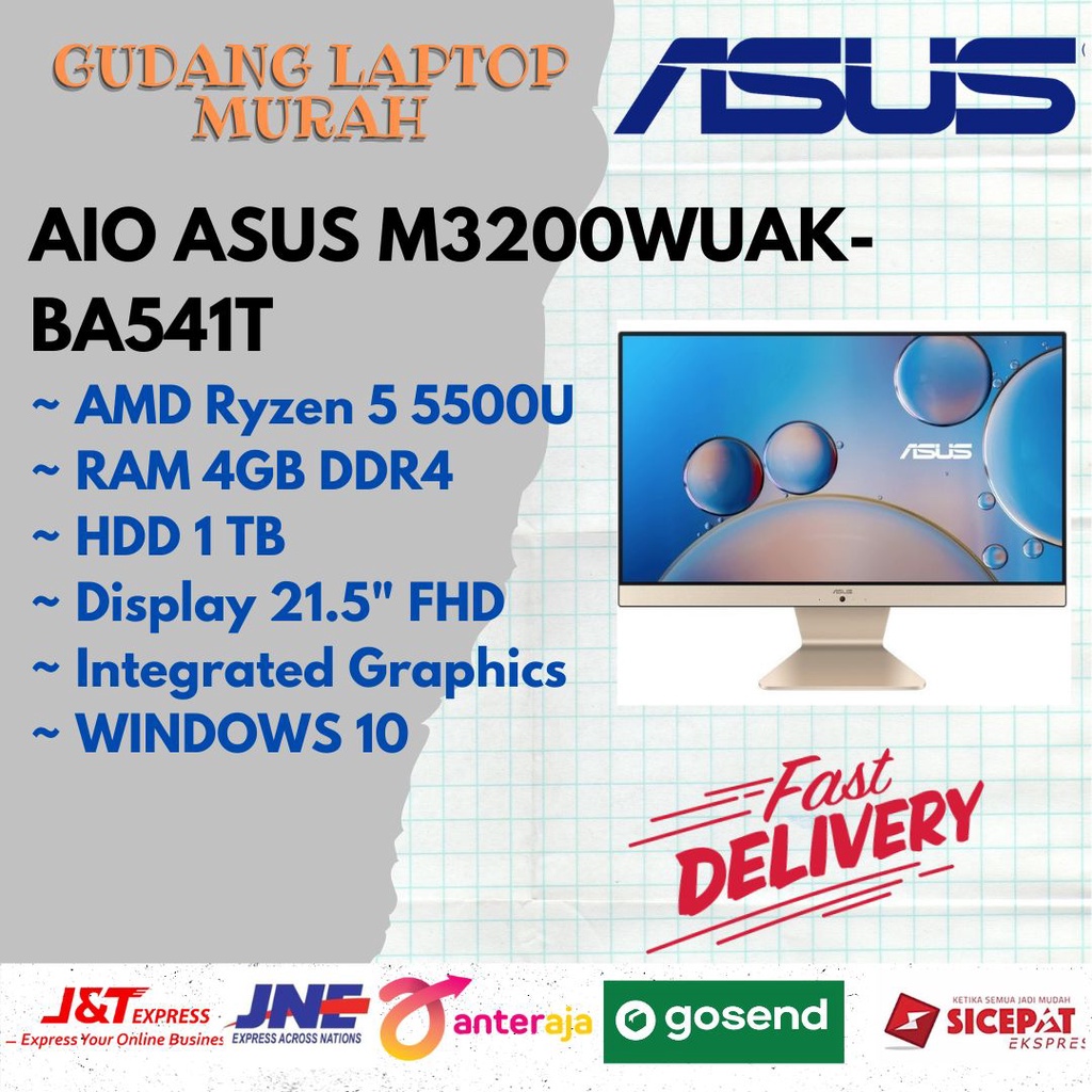 Jual AIO ASUS M3200WUAK-BA541T-RYZEN 5-5500U 4GB 1TB+SSD 256GB 21" WIN 10 RESMI | Shopee Indonesia