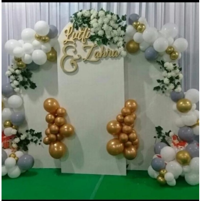 Jual dekorasi pernikahanbalon garland dekor styrofoam backdrop nama ...