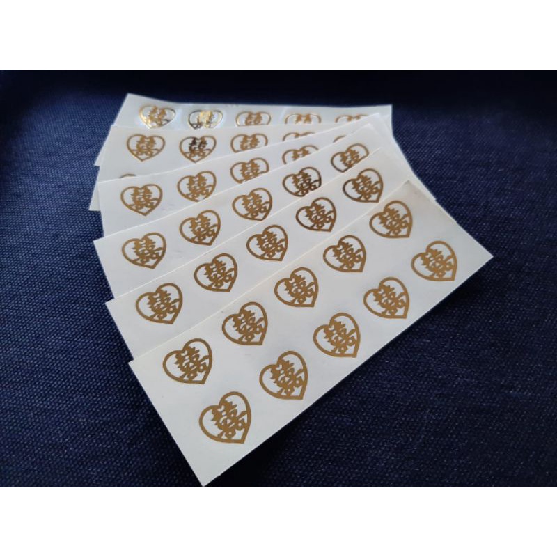 Jual STIKER SHUANG XI RED MERAH LOVE HEART GOLD SANGJIT STICKER DOUBLE ...