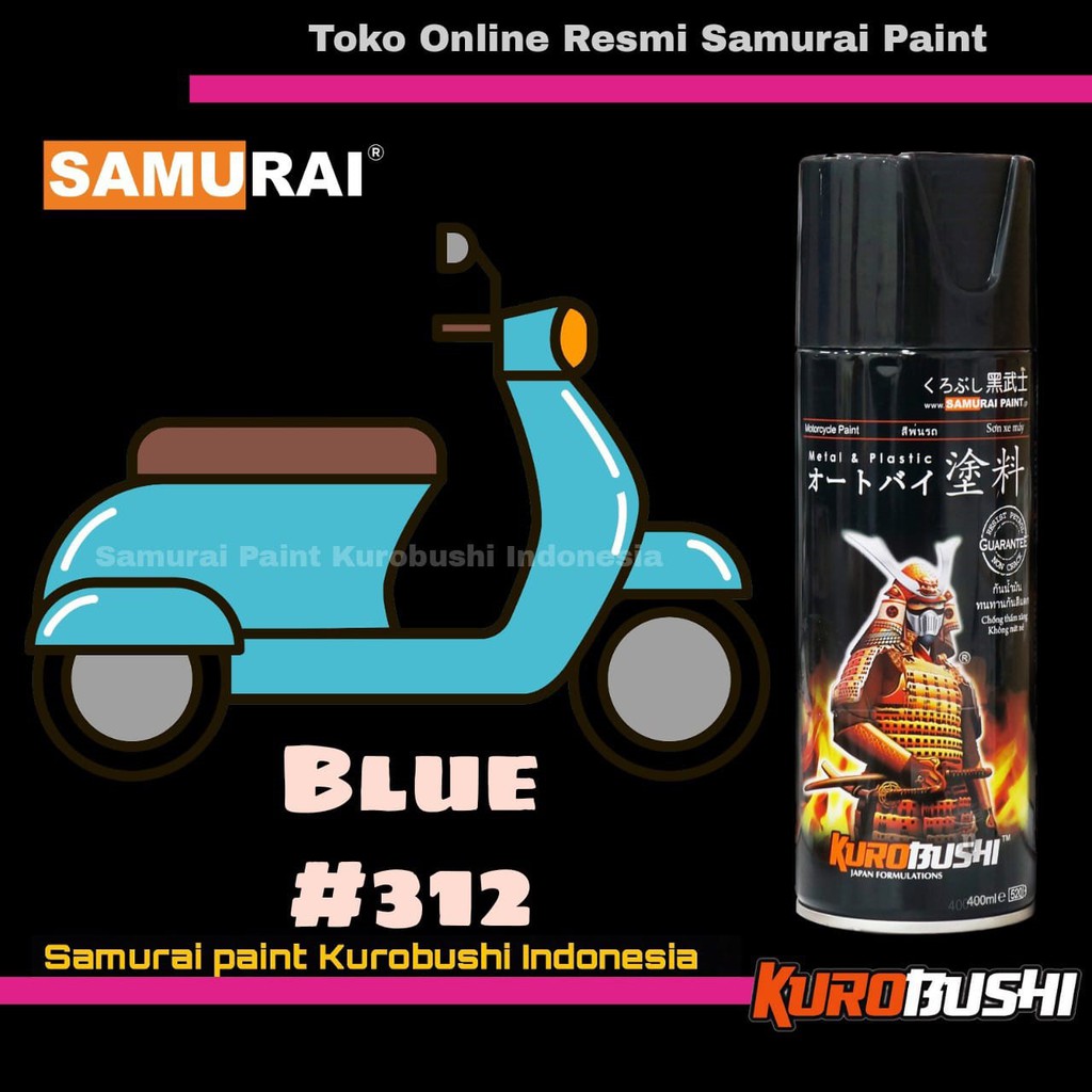 Jual Samurai Paint BLUE 312 Warna Standar Biru Cat Semprot Aerosol ...