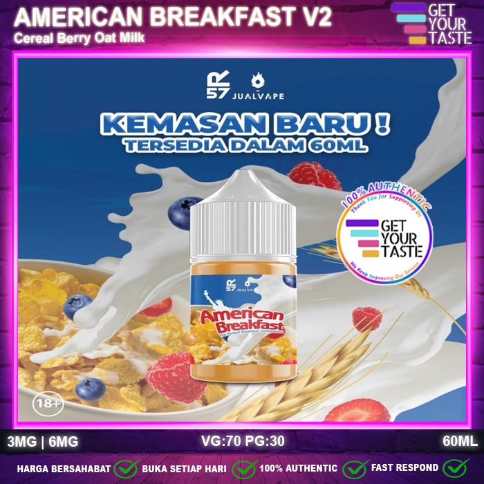 Jual Liquid American Breakfast V2 Mix Berry Oat Milk 60ML by Hero57 ...