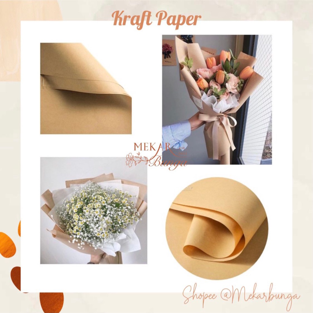 Jual (K 12) - Kertas Bunga Kraft Paper Korean Flower Wrapping ...
