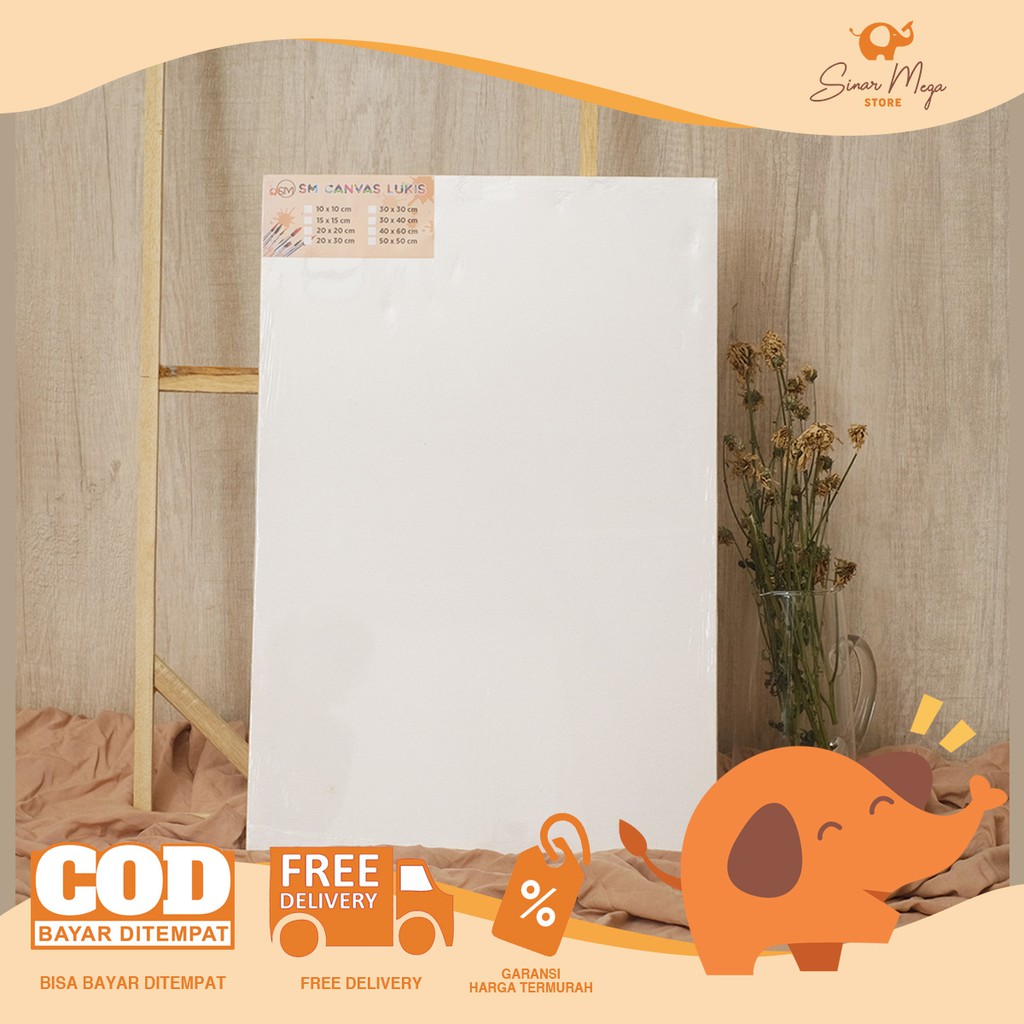 Jual SM Canvas Kanvas 40 x 60cm (Tipis) / Media Lukis Murah Berkualitas | Shopee Indonesia