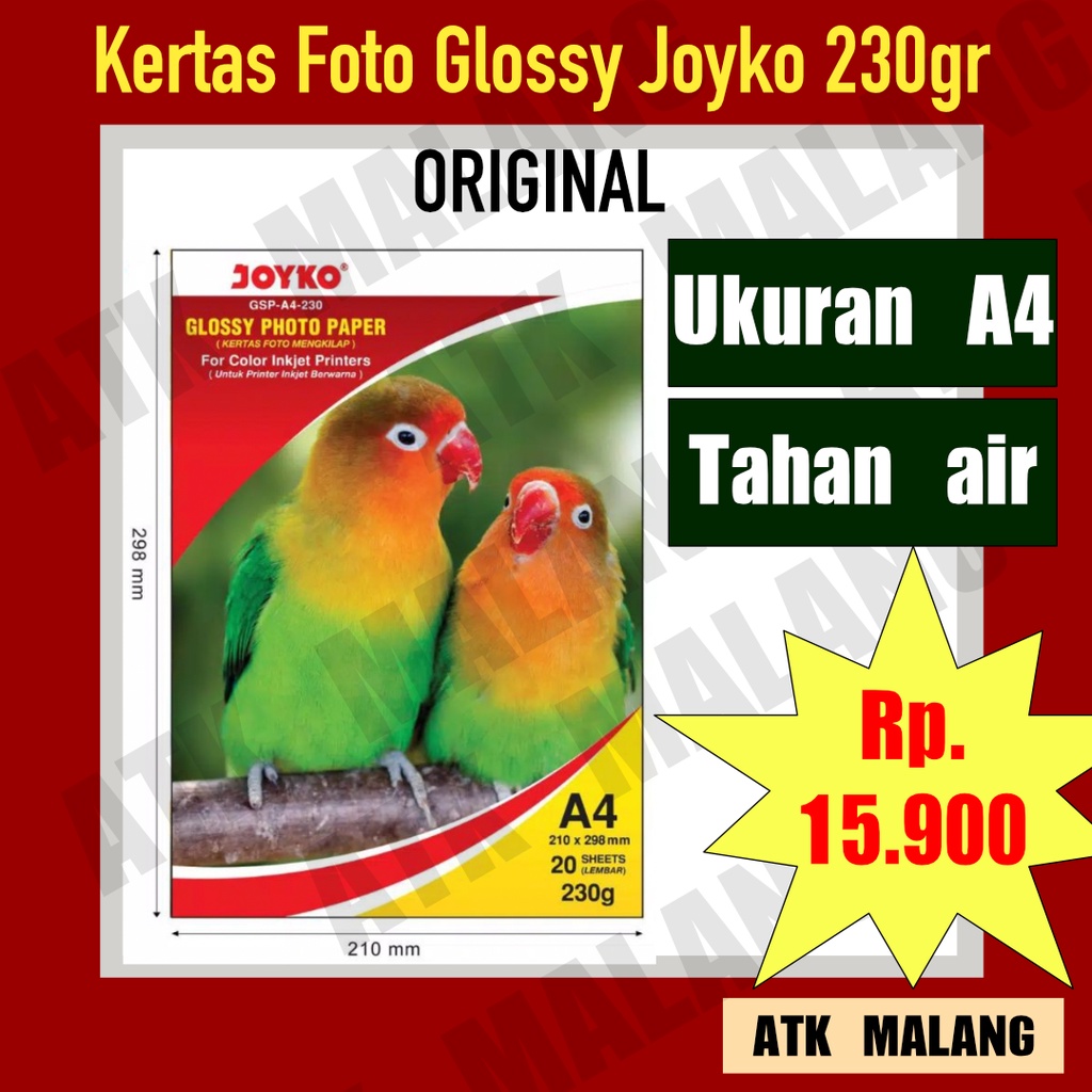 Jual Kertas Foto Glossy Joyko 180g - 210g - 230g Photo Paper Joyko GSP ...