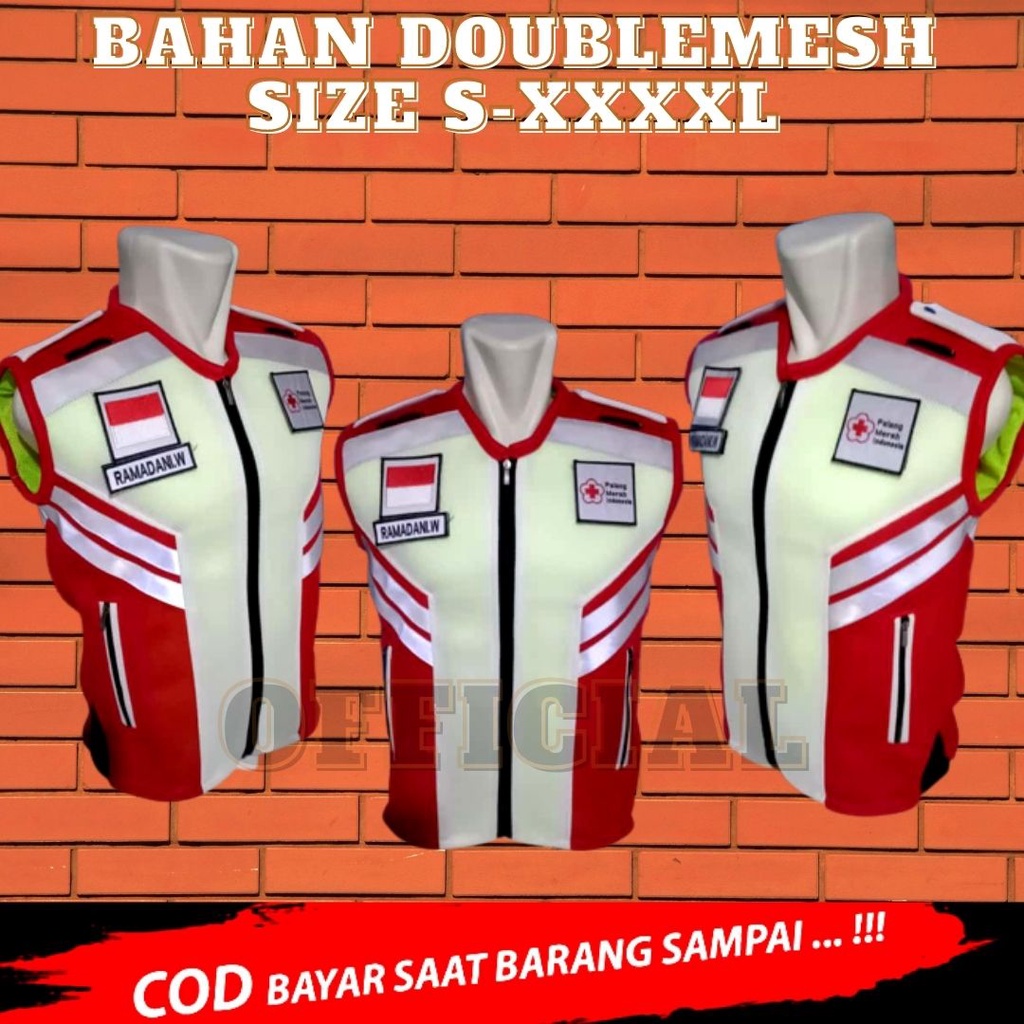 Jual Rompi PMI Merah | Rompi Kesehatan | Rompi PMI |DOUBLEMESH Tebal ...