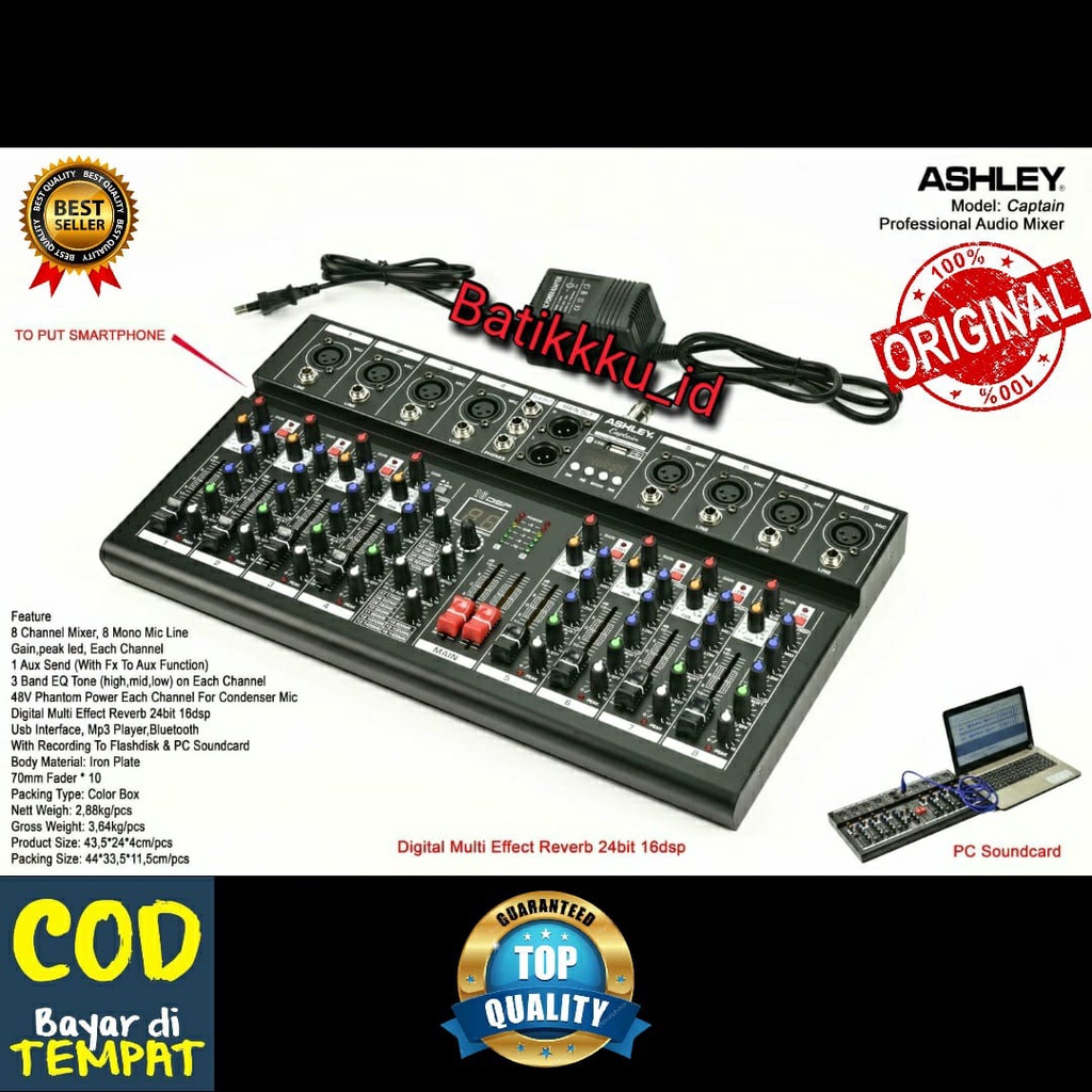 Jual Mixer ASHLEY CAPTAIN KAPTEN CAPTEN ORIGINAL 8CH Bluetooth USB ...