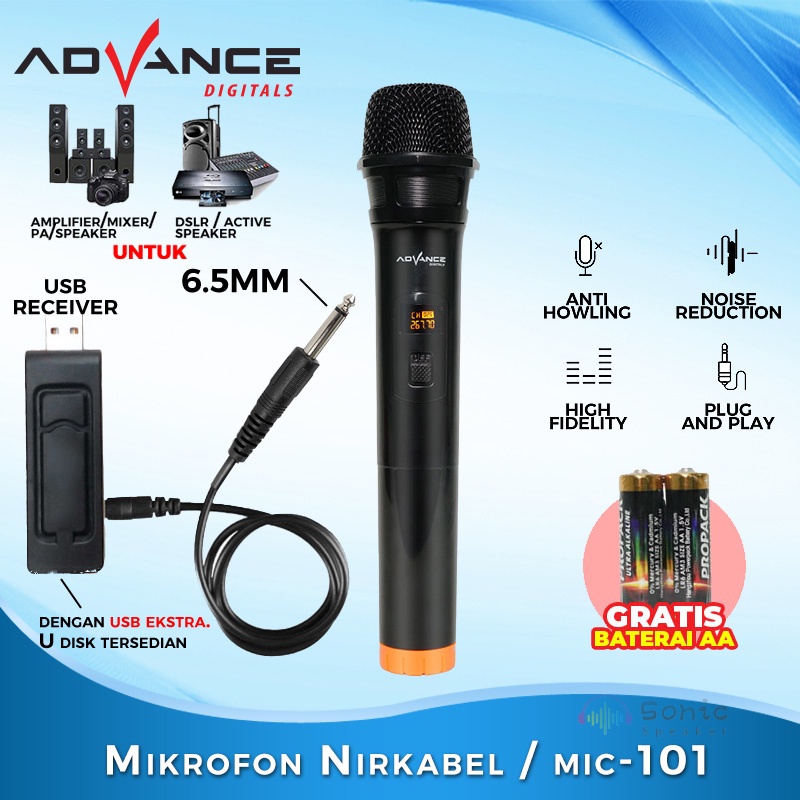 Jual Mic Wireless Single Advance Mic-101 Mic 101 V3 / Mic Nirkabel Portable Mikropon / Wireless ...