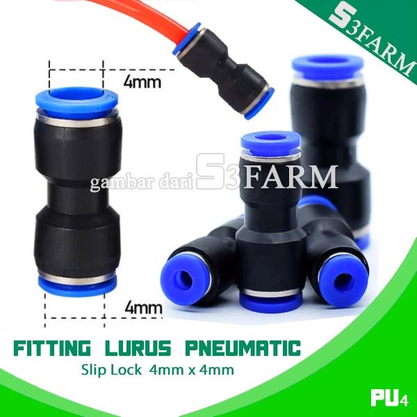 Jual FITTING LURUS PU4 SLIP LOCK JOINER KONEKTOR LURUS PNEUMATIC SELANG PU 4mm x 4mm | Shopee ...