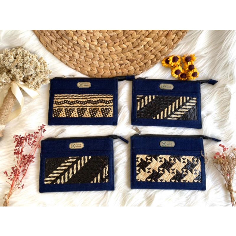 Jual Clutch denim/clutch rotan/anyaman rotan/indang apang galeri/clutch ...
