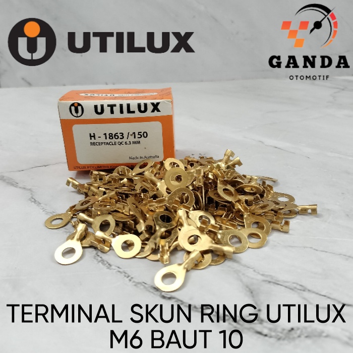 Jual TERMINAL SKUN UTILUX RING BAUT 10 DIAMETER M6 6,3MM H1863 HARGA 1 BOX | Shopee Indonesia