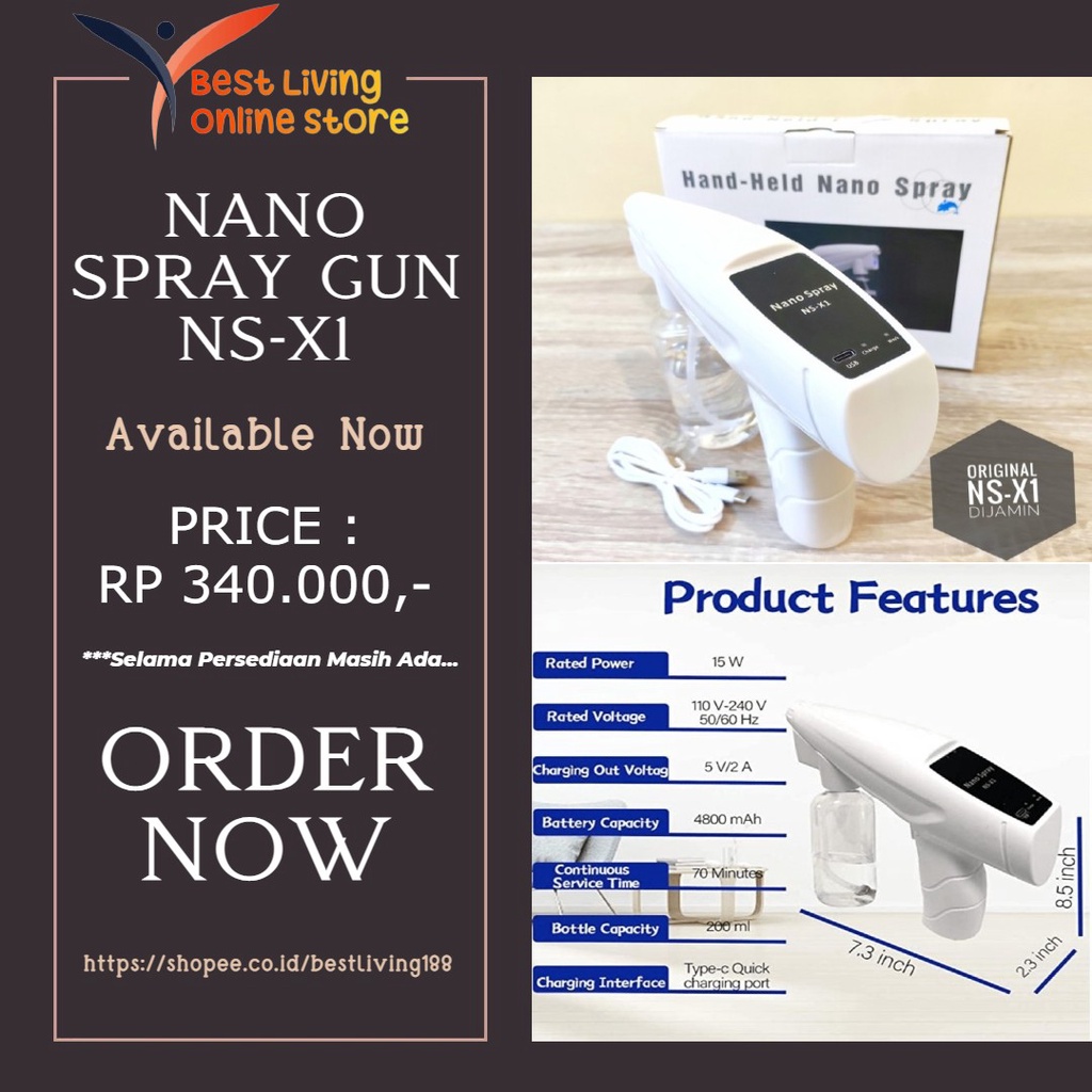 Jual Nano spray Gun Disinfectant Sprayer + UV Sterilizer Gun NS-X1 ...