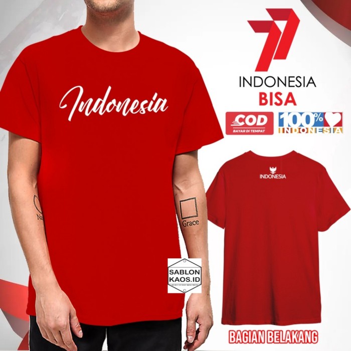 Jual AR Kaos Kata Kata Indonesia / Kaos Kemerdekaan indonesia / Kaos Hut RI 77 - Merah, XL ...