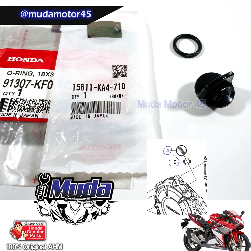 Jual TUTUP OLI MESIN PLUS O-RING CBR250RR 15611-KA4-710 91307-KF0-003 ...