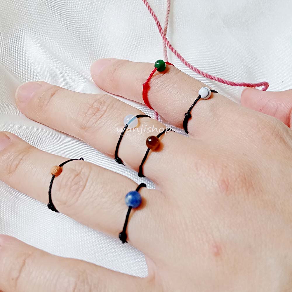 Jual CINCIN Benang Tali Tipis Batu Alam Tiger Eye Clear Marble Giok ...