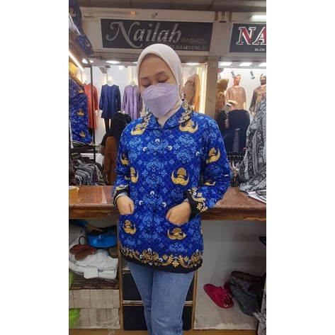 Jual baju korpri wanita PREMIUM terbaru kerah hitam full furing hero | Shopee Indonesia