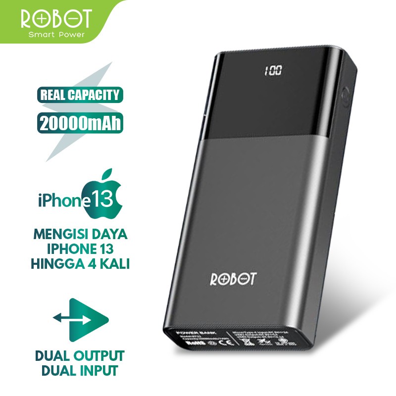 Jual POWER BANK ROBOT RT22 Fast Charging 20000mAh Dual Port Input ...