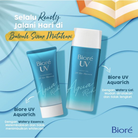 Jual BIORE UV Aqua Rich Watery Essence / Gel Sunscreen Skin Care SPF 50 PA++++ 50 gr | Shopee ...