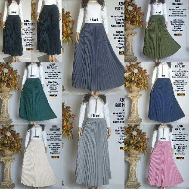 Jual Azora Rok Plisket jersey melar lebar (8 warna) | Shopee Indonesia