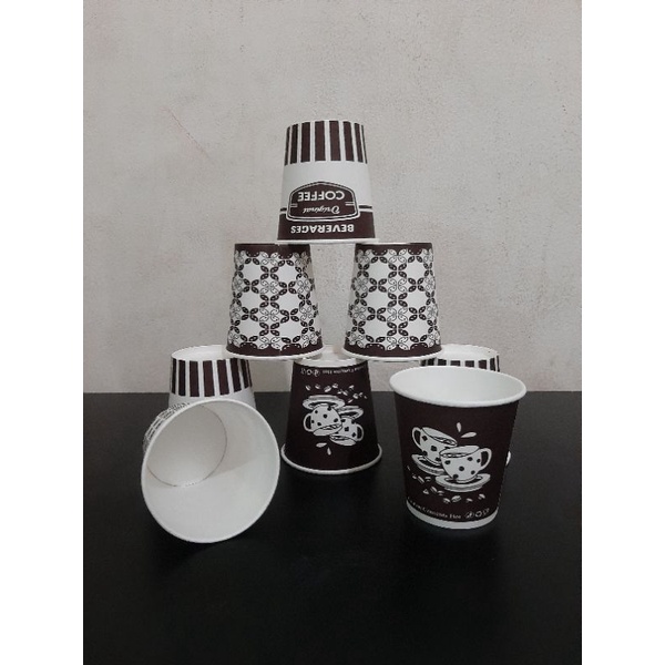 Jual Paper cup oz paper 6,5 Motif / Gelas kopi kertas isi 50pcs | Shopee Indonesia