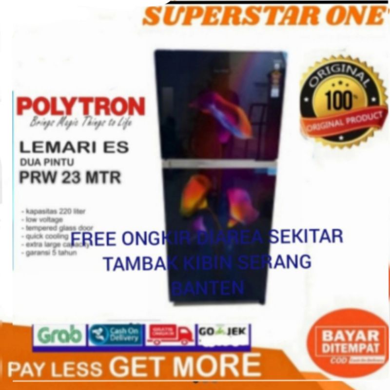 Jual Kulkas Polytron PRW 23MTR Lemari Es 2 pintu PRW23 MTR Tempered glass | Shopee Indonesia