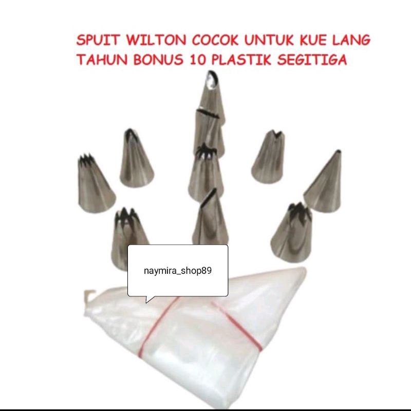 Jual Spuit wilton 1 set isi 10 gratis plastik segitiga 10 pcs | Shopee ...