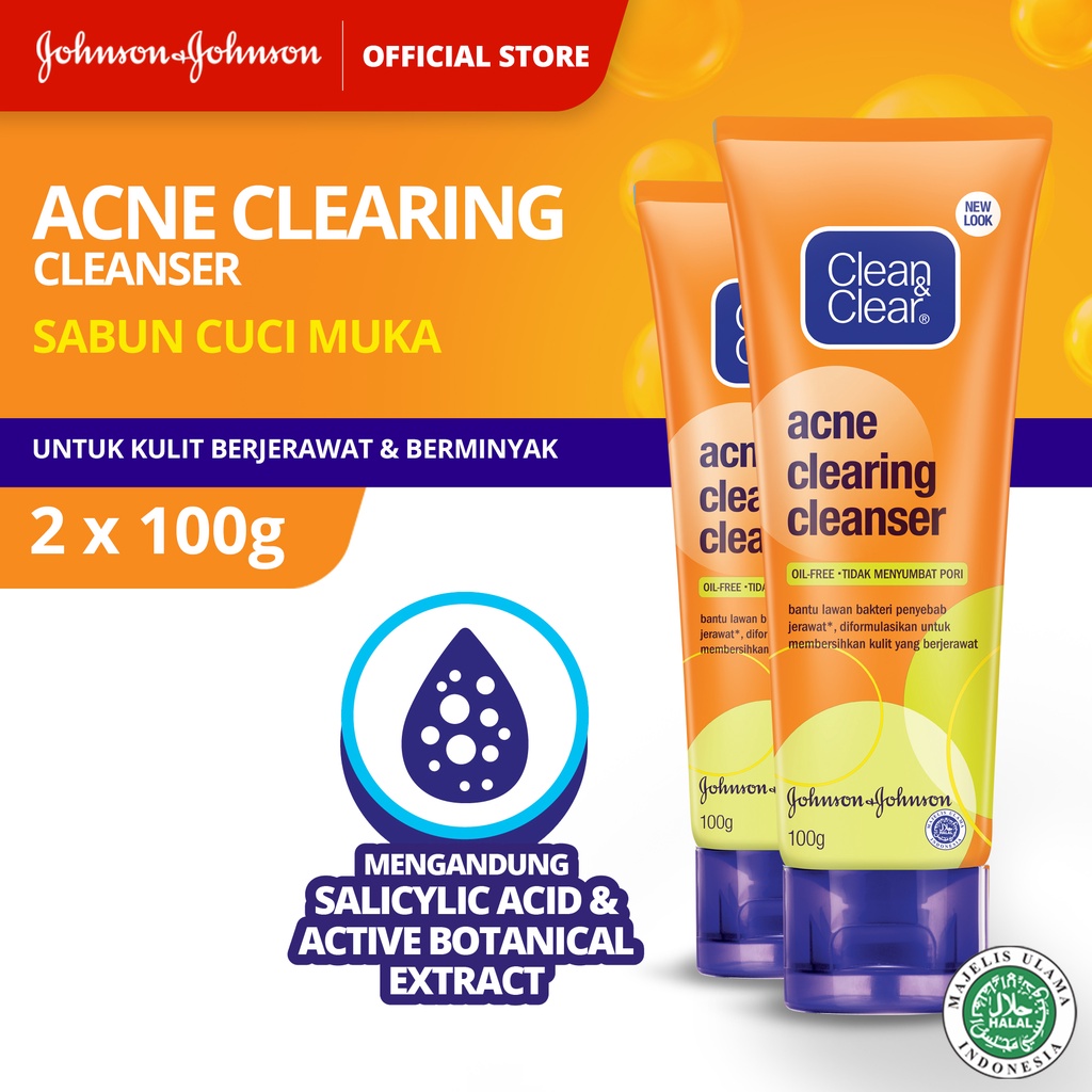 Jual Clean & Clear Acne Clearing Face Cleanser 2 x 100 gr | Shopee ...