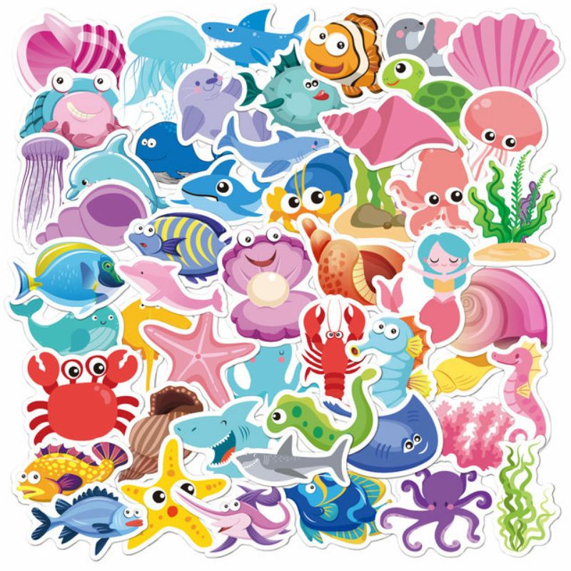 Jual Stiker Hewan Laut Pack Style 260271- Stiker Aesthetic Keren Imut ...