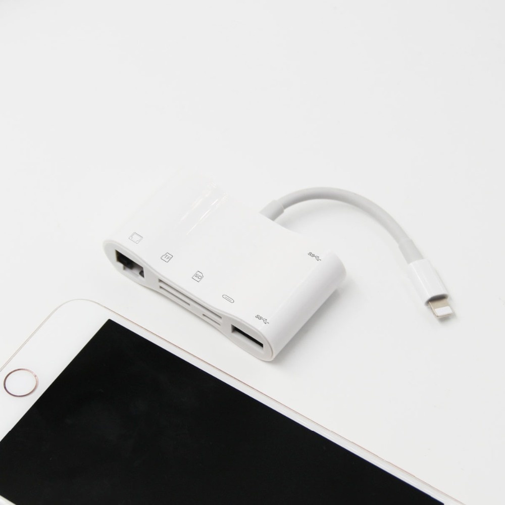 Jual Lightning to Ethernet RJ45 LAN USB HUB Card Reader 6in1 Adapter ...