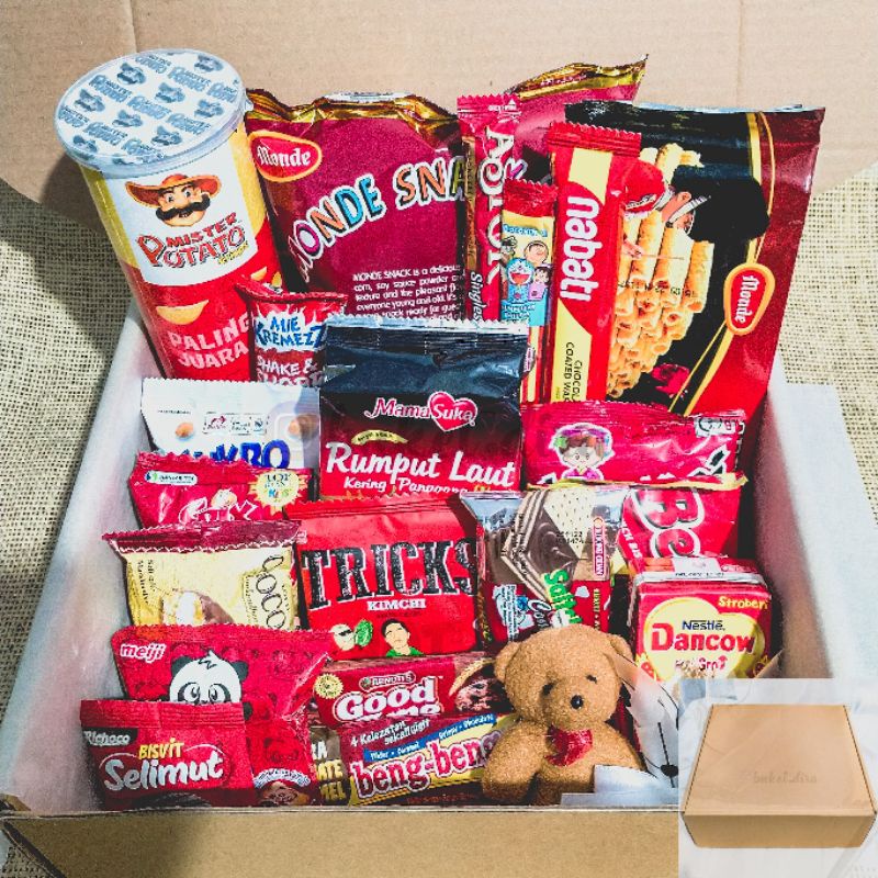 Jual box of happiness - snack box series tema warna MERAH gift box ...