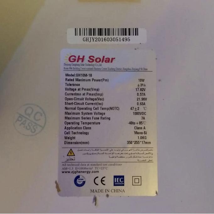 Jual Solar Panel Cell Modul Surya Gh 10Wp 10 Wp 12V 12 V Mono Star ...