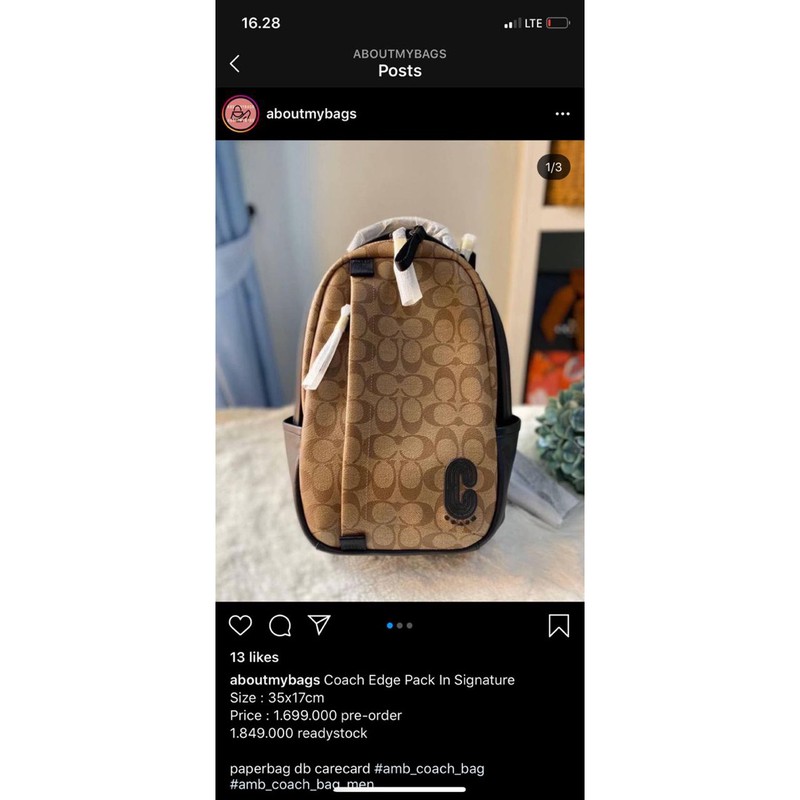 Jual Coach Edge Pack In Signature | Shopee Indonesia