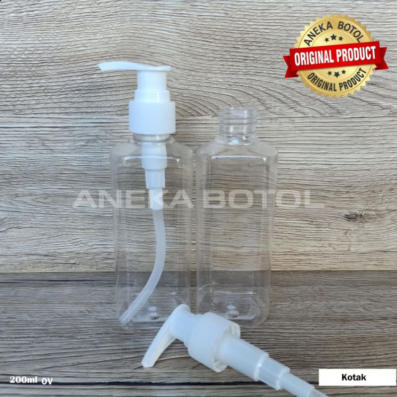 Jual BOTOL PET 200 ML KOTAK TUTUP PUMP PUTIH / BOTOL OV MURAH | Shopee ...
