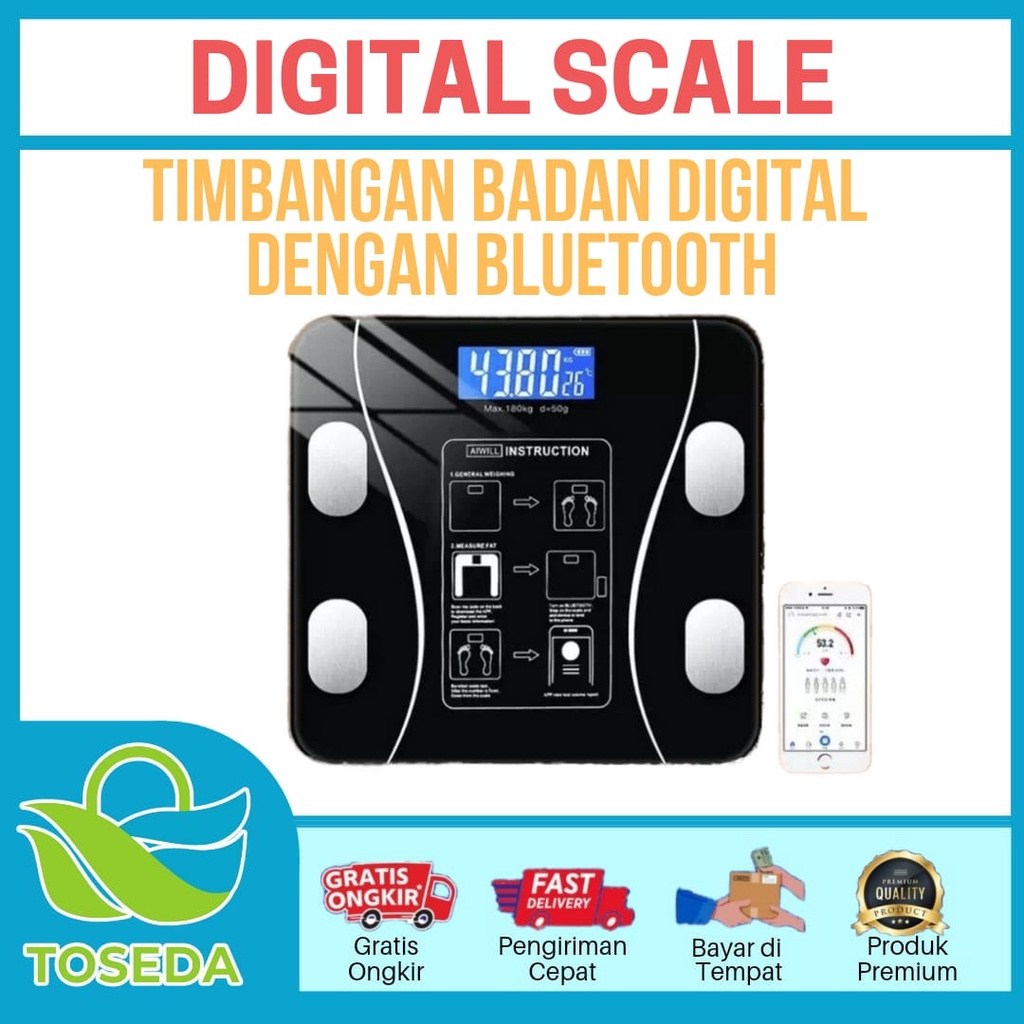 Jual Body Fat Smart Scale Electronic Timbangan Badan Digital Bluetooth ...