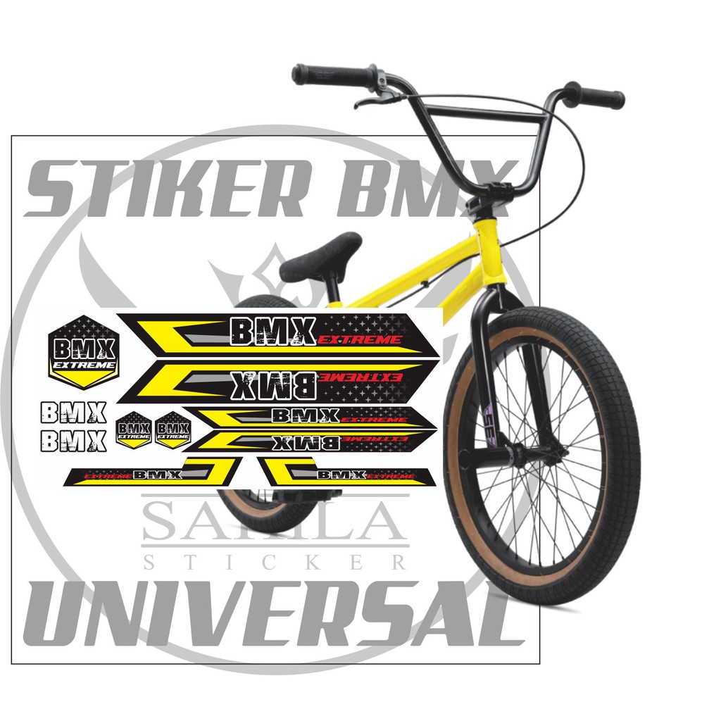 Jual STICKER SEPEDA BMX EXTREME 02 01 VARIASI SIMPLE HITAM LIS KUNING ...