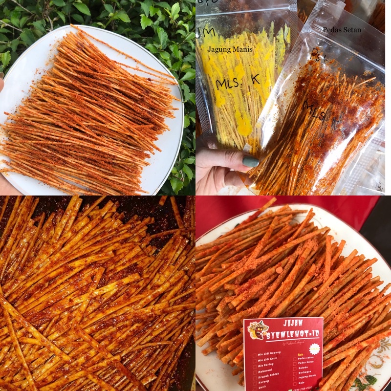 Jual MIE LIDI GEPENG & KECIL (100gr) BUMBU BASAH/ Mie lidi pedas / mie ...