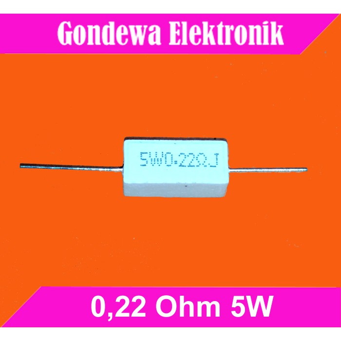 Jual Resistor kapur 0,22ohm 5W / 0,22 ohm 5W / 0.22 ohm 5 Watt | Shopee Indonesia