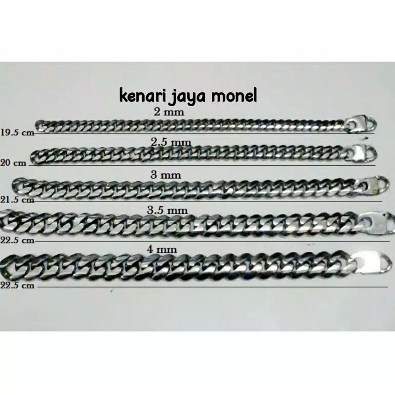 Jual Gelang rantai anti karat & tidak luntur monel original baja putih ...