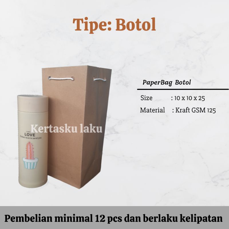 Jual Paper bag Botol, tas kertas coklat polos, tas kertas Tumbler dan ...
