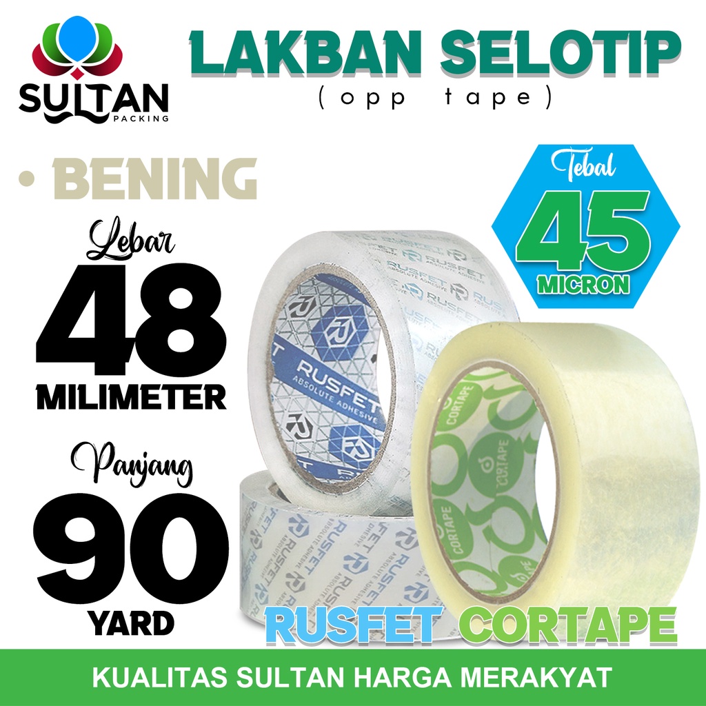 Jual Lakban 48mm x 90yard CORTAPE RUSFET Super Clear Isolasi Selotip ...