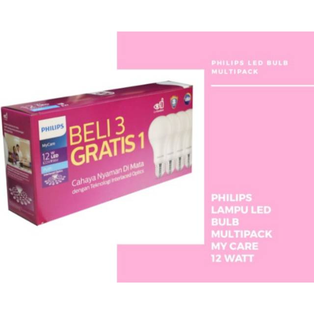 Jual Philips Lampu LED BULB Multipack MYCARE 12 W 12 Watt Putih | Shopee Indonesia